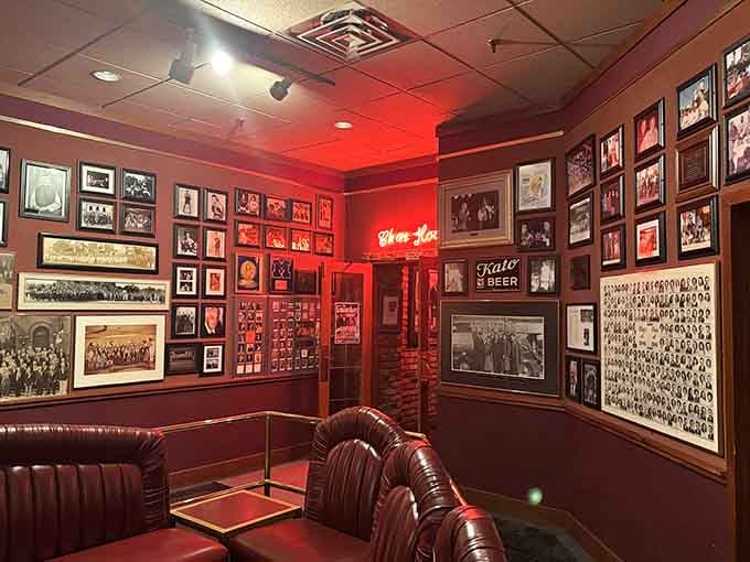 These walls hold decades of memories, each photograph telling stories of celebrations past and present.