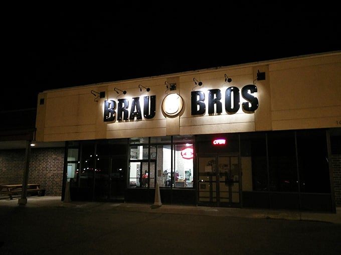 Brau Brothers glows invitingly at night, offering craft beer culture without the pretentious price tags attached.