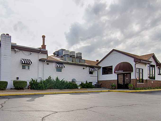 The full exterior view showing this isn't some corporate chain, but a real restaurant with character and soul.