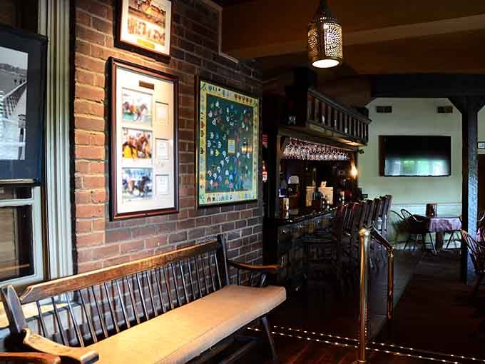 Brick walls and vintage racing posters set the stage for conversations that'll last longer than your meal.