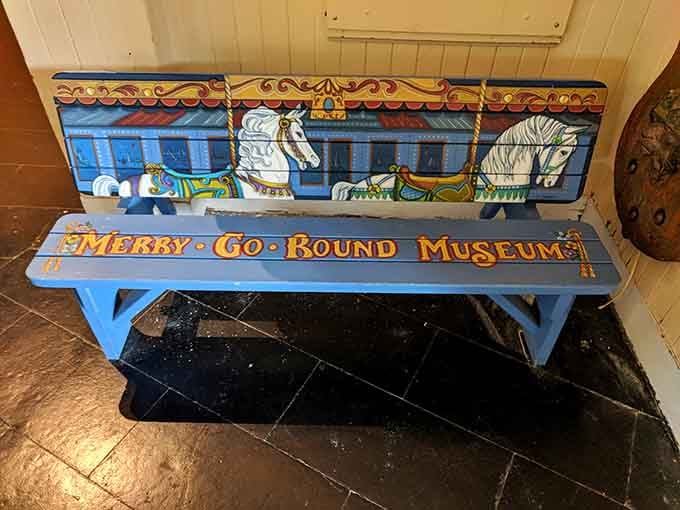 Even the benches get the carousel treatment here, because why sit on boring furniture when whimsy's available?