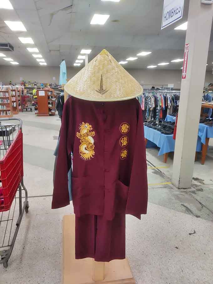 Someone's traditional Asian outfit is now available for your next costume party or adventurous Tuesday afternoon.