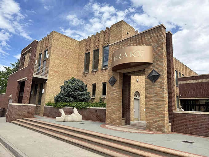 The library's Art Deco entrance invites lifelong learners into a community hub that's more than just books.