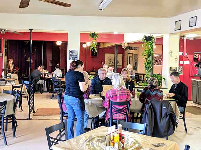 Locals gathered around tables, sharing stories and meals in the kind of scene Norman Rockwell would paint.