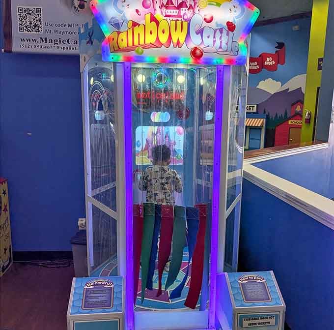 The Rainbow Castle machine stands like a beacon of hope for kids convinced this time they'll definitely win something big.
