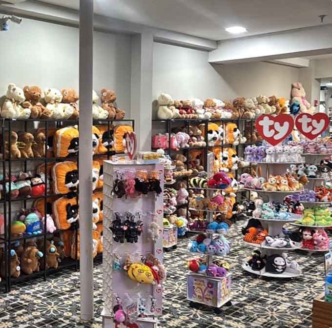 The gift shop where your wallet goes to make poor decisions, surrounded by adorable plush animals judging your spending habits.