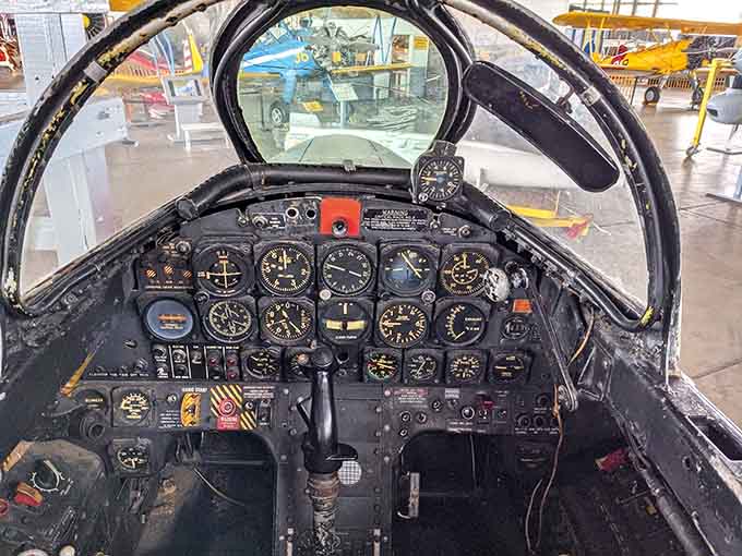 That cockpit's instrument panel looks more complicated than your first attempt at programming the VCR back home.