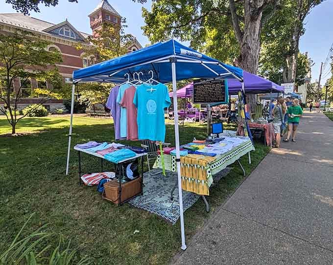 The farmer's market brings local flavor to the town square, because good things still happen under blue tents.