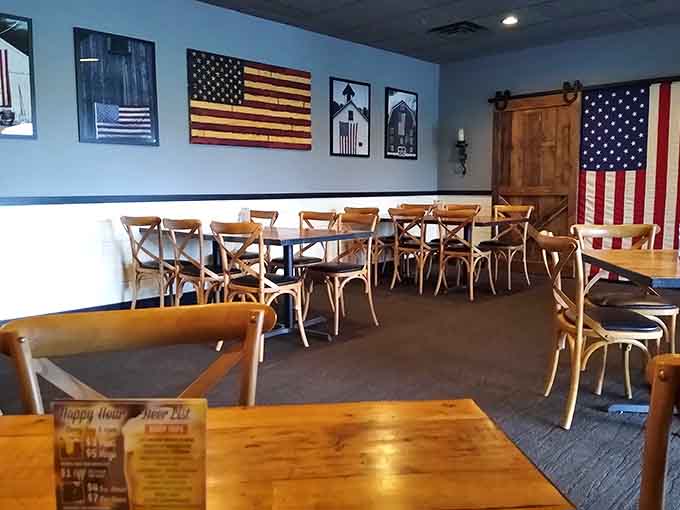More cozy seating with Americana touches that make you feel right at home before the food arrives.