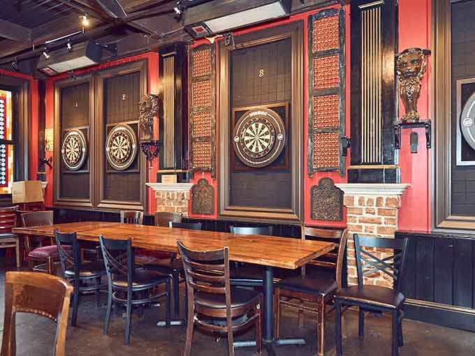 Dart boards line the walls, inviting friendly competition between bites of shepherd's pie and sips of stout.