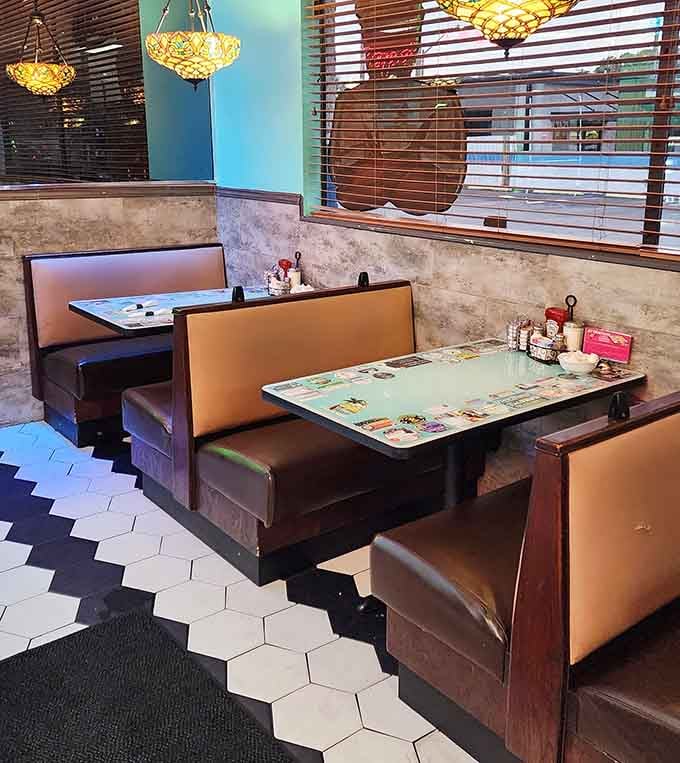 Comfortable booths offer the perfect spot for families and friends to share meals and make lasting memories together.