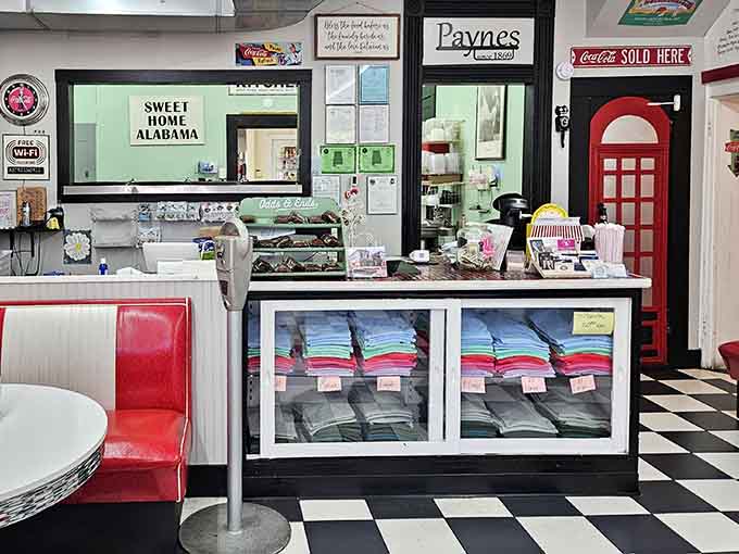 Sweet Home Alabama sign and local merchandise remind you that some places are proud of their roots, as they should be.