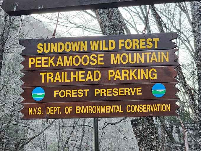 This official sign marks your gateway to one of New York's most stunning natural swimming holes.