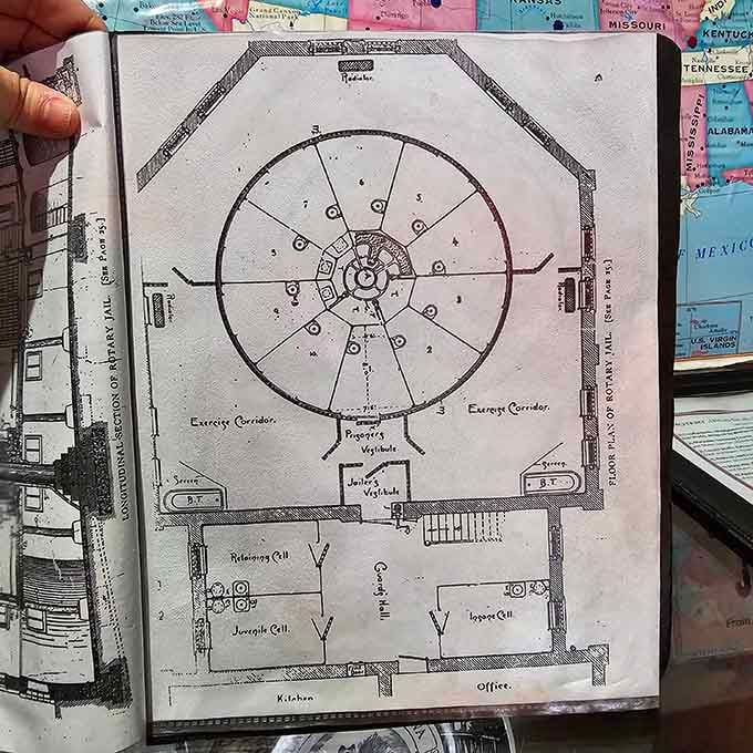 Original blueprints reveal the ingenious, if impractical, design that made this jail one of a kind.