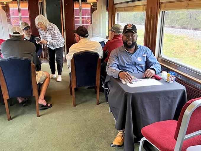 Passengers settling in for the journey, already realizing that getting there really can be better than being there.