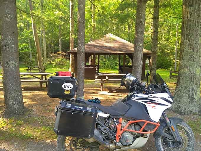 Even motorcyclists seeking adventure find peace in this five-acre slice of Pennsylvania woodland tranquility.