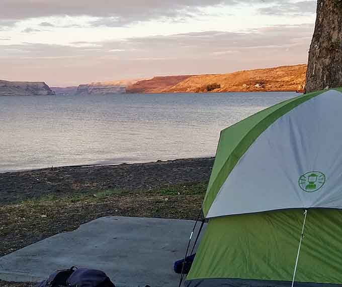 Camping with waterfront views and peaceful surroundings beats fighting crowds at popular destinations any day of the week.