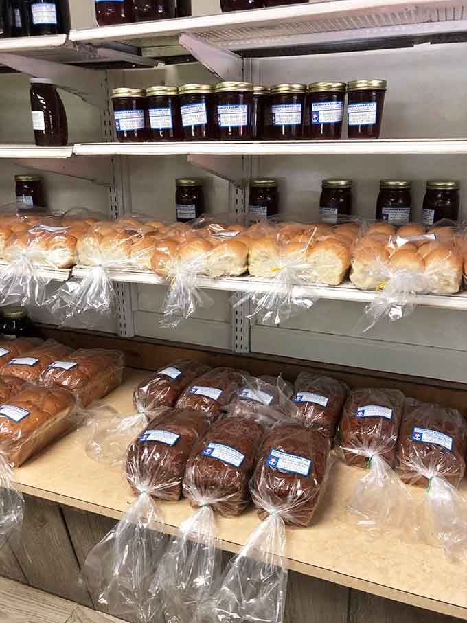 Fresh loaves and jars of preserves lining the shelves like a Norman Rockwell painting come to life.