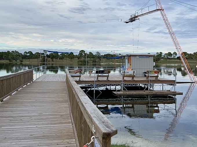 The wooden boardwalk connects all the action, giving you time to mentally prepare for your next attempt.