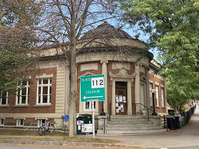 The Arms Library's classical architecture stands proud, proving small towns can have grand cultural ambitions too.