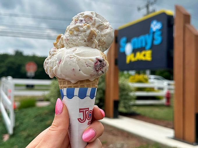 Two generous scoops of creamy perfection make the perfect reward after conquering every attraction in sight, calories be darned.