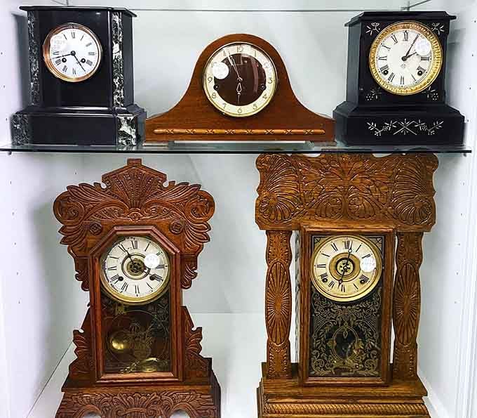 Antique clocks that remind you time is precious, especially when you're spending hours browsing this place.