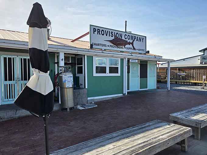 Provision Company sits waterside, offering sustenance to boaters and landlubbers who appreciate eating near the source of their dinner.