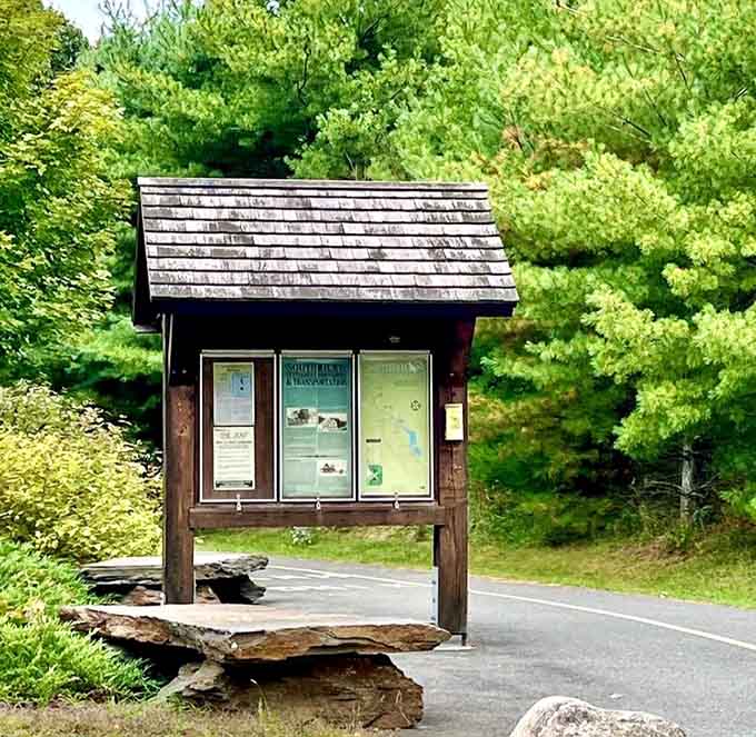 Trail information boards: because getting lost is only fun in romantic comedies, not real life.
