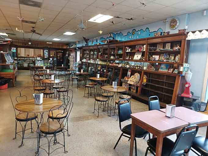Ceiling fans, round tables, and enough vintage charm to make your grandparents weep with happiness and recognition.