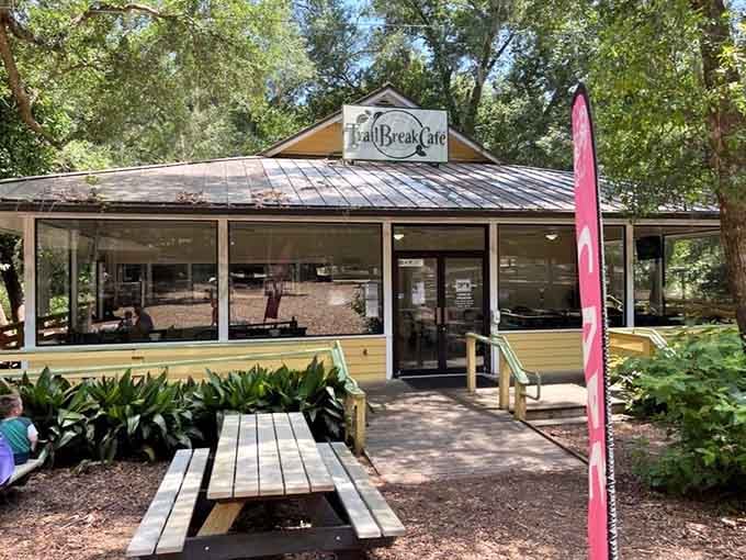Trail Break Cafe offers sustenance for weary explorers who've been battling imaginary dinosaurs all morning.