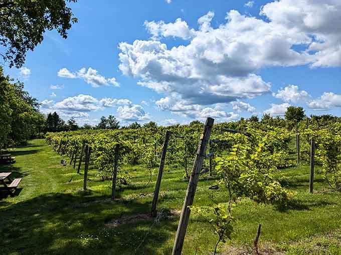 Wild Mountain Winery's vineyard stretches toward blue skies, offering proof that Minnesota does indeed know a thing or two about grapes.