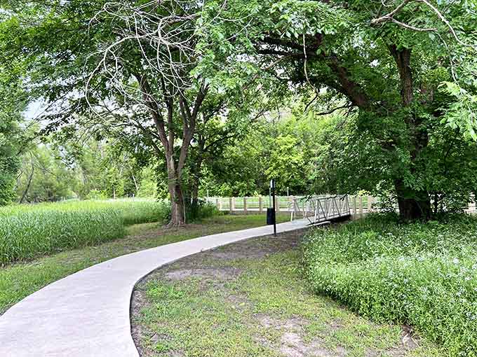 The journey begins where pavement meets boardwalk, transitioning from everyday life into natural wonder.