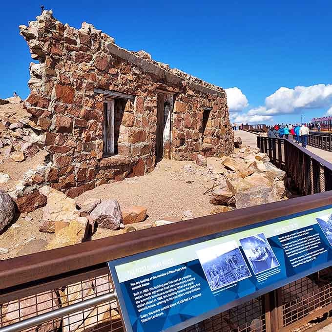 The ruins of the first Summit House stand as a reminder that people have been conquering this peak since your great-grandparents' time.