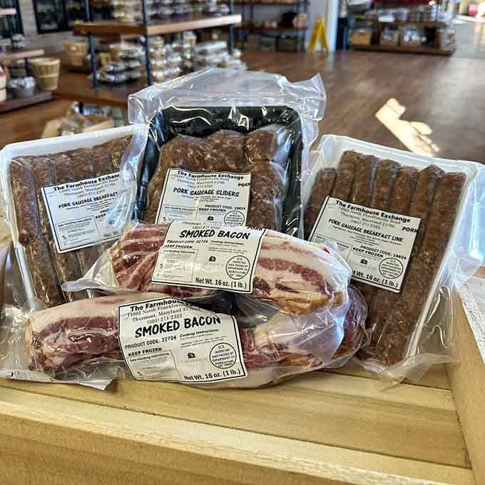 Smoked bacon and sausage links packaged fresh, ready to transform your breakfast into something worth waking up for.