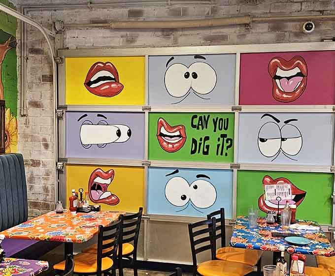 Those cartoon mouths asking "Can You Dig It?" perfectly capture the playful spirit that makes this place special.