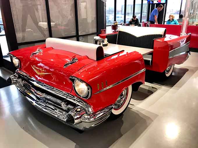 Dining in a vintage Chevy booth adds horsepower to your meal in the most delightful way.