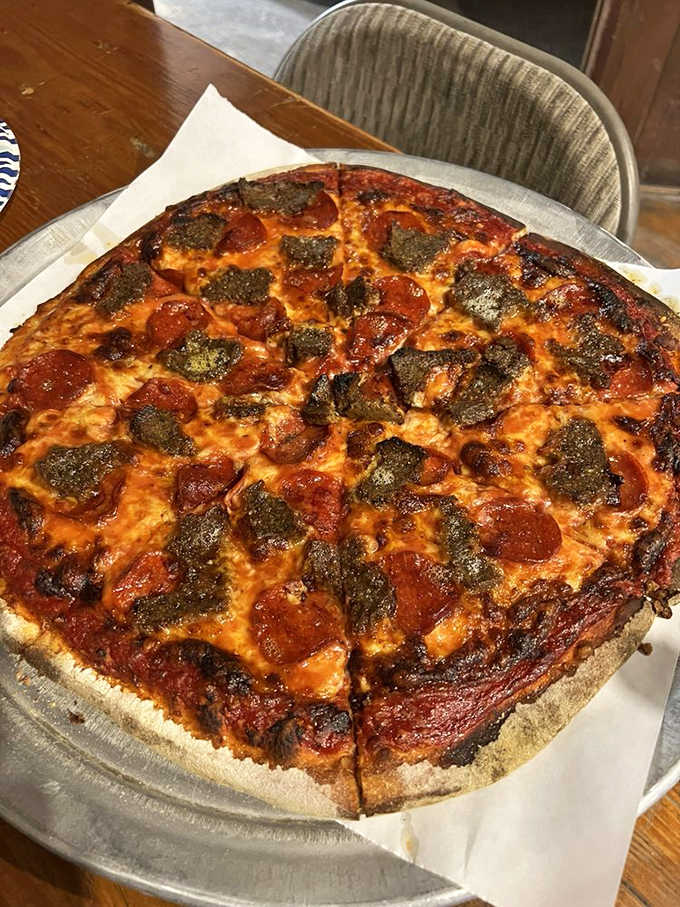 Pepperoni and meatball together create the kind of protein-packed perfection that makes choosing just one topping seem downright silly now.