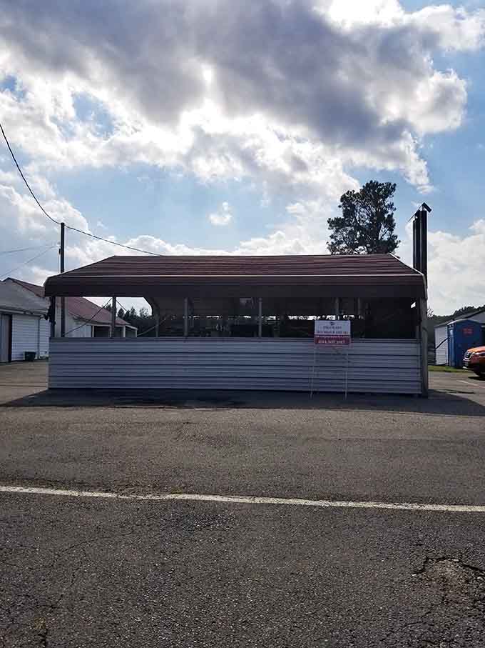 The smokehouse where all the magic happens, billowing promises of deliciousness into the Virginia air all day long.