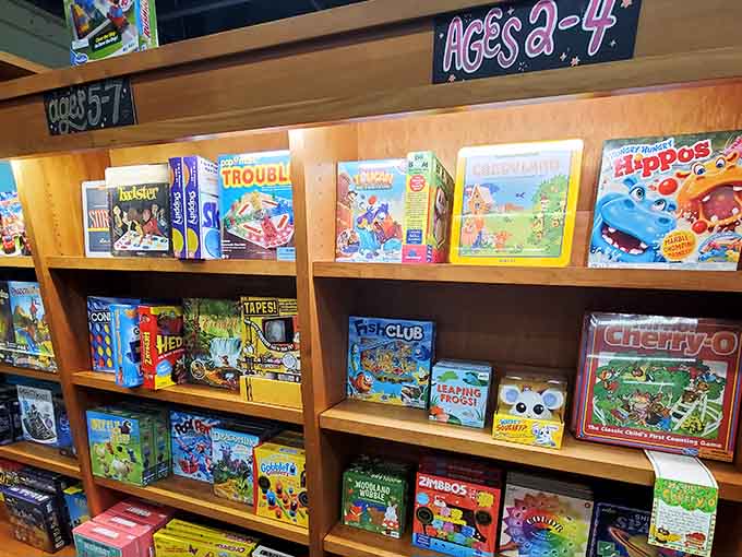Board games and toys for the kids while parents enjoy wine, proving this place thinks of everything.