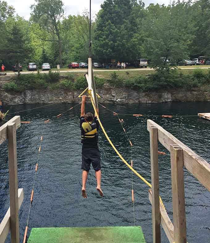 Zip line jumpers get about three seconds of flight before gravity remembers how physics works beautifully.