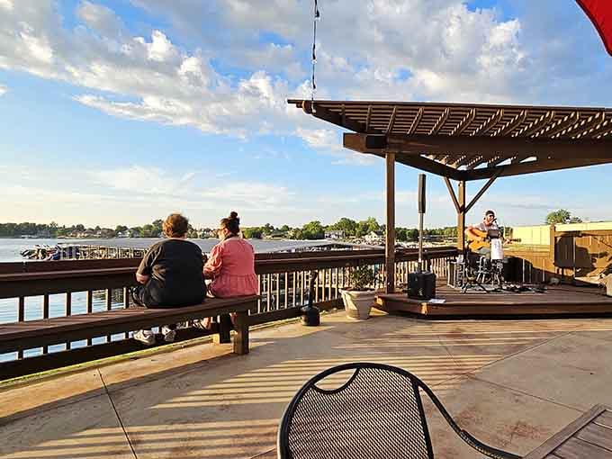 Live acoustic music on the deck at golden hour: because some moments deserve their own soundtrack.