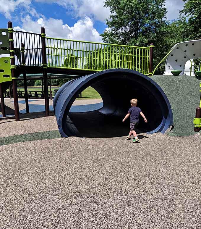 Tunnels offer that delicious combination of mystery and safety that makes kids want to explore repeatedly.