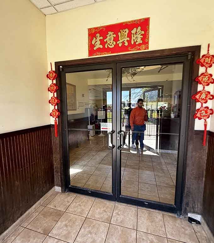 That entrance welcomes you with traditional decorations and the promise of unlimited possibilities, mostly involving spring rolls.