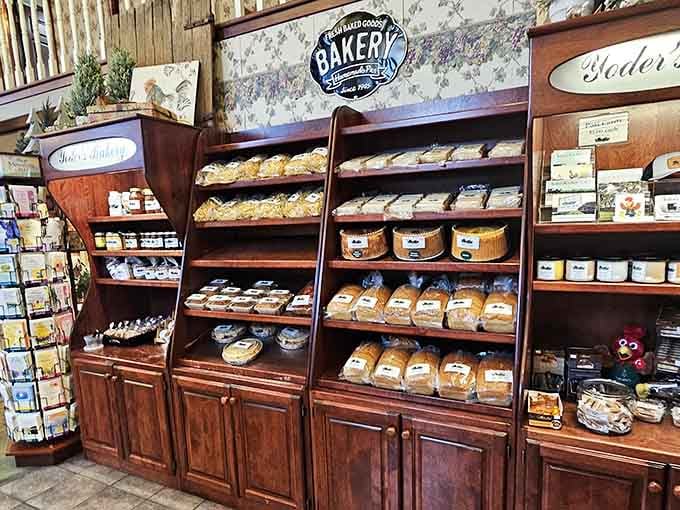 Fresh baked goods stacked and ready to go home with you, because one meal here is never quite enough.