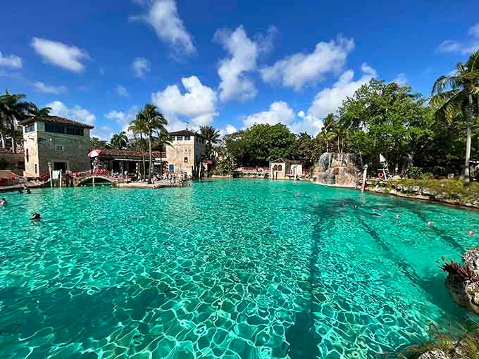 Mediterranean architecture surrounds water so inviting it makes every other pool look like an afterthought.