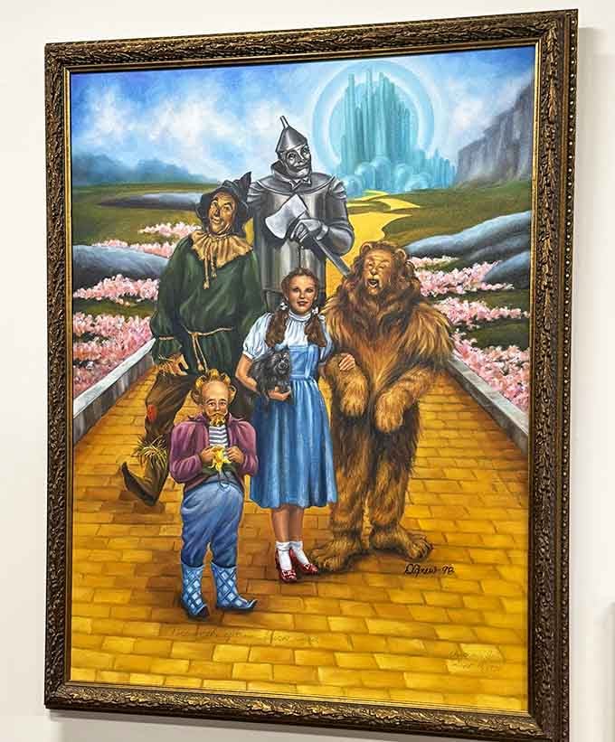 This stunning painting captures the moment before adventure begins, when anything seems possible down that golden road ahead.