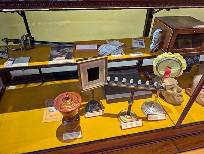 Display cases showcase the ingenious props and gadgets that helped magicians create moments of pure astonishment night after night.