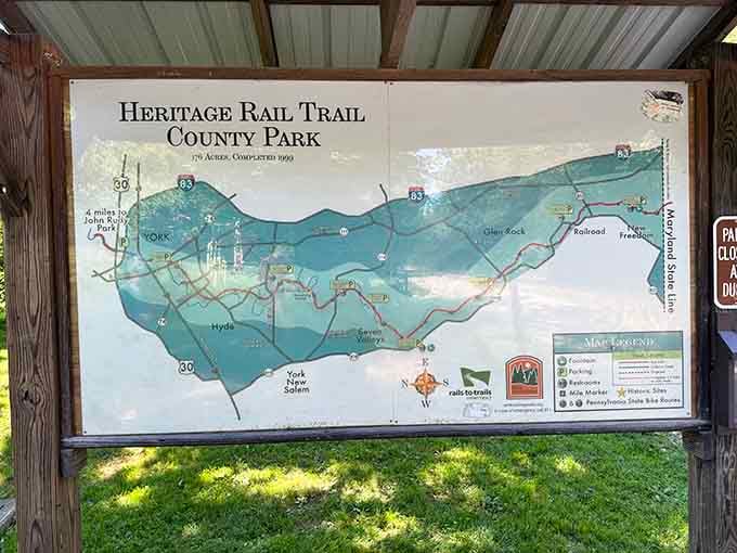 Heritage Rail Trail map shows the full scope of this converted railroad paradise spanning York County's beautiful landscape.