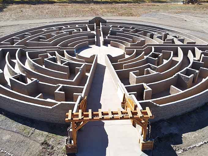 El Santuario's labyrinth invites contemplation from above, its geometric patterns offering peace in an increasingly chaotic world.