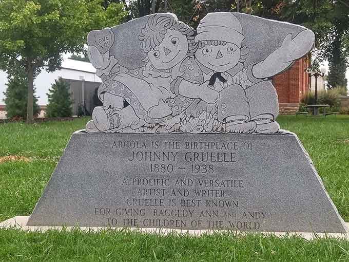 Johnny Gruelle's memorial honors the creative mind that gave the world Raggedy Ann and Andy's enduring magic.